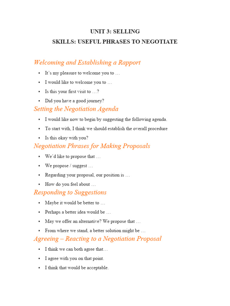 Negotiation Phrases Guide | PDF | Negotiation
