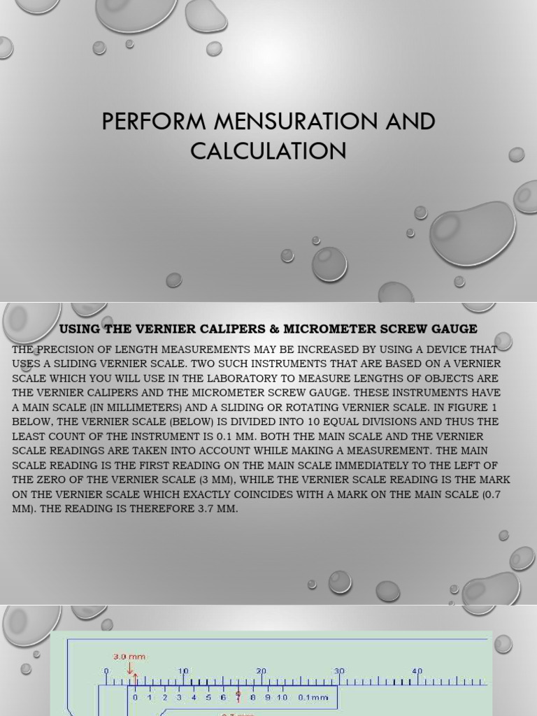 Mensuration with Vernier Calipers & Micrometer | PDF