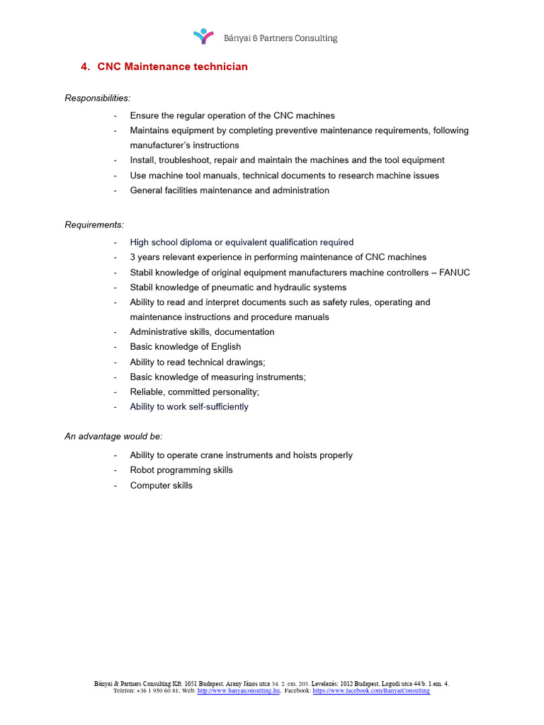 CNC Maintenance Technician | PDF