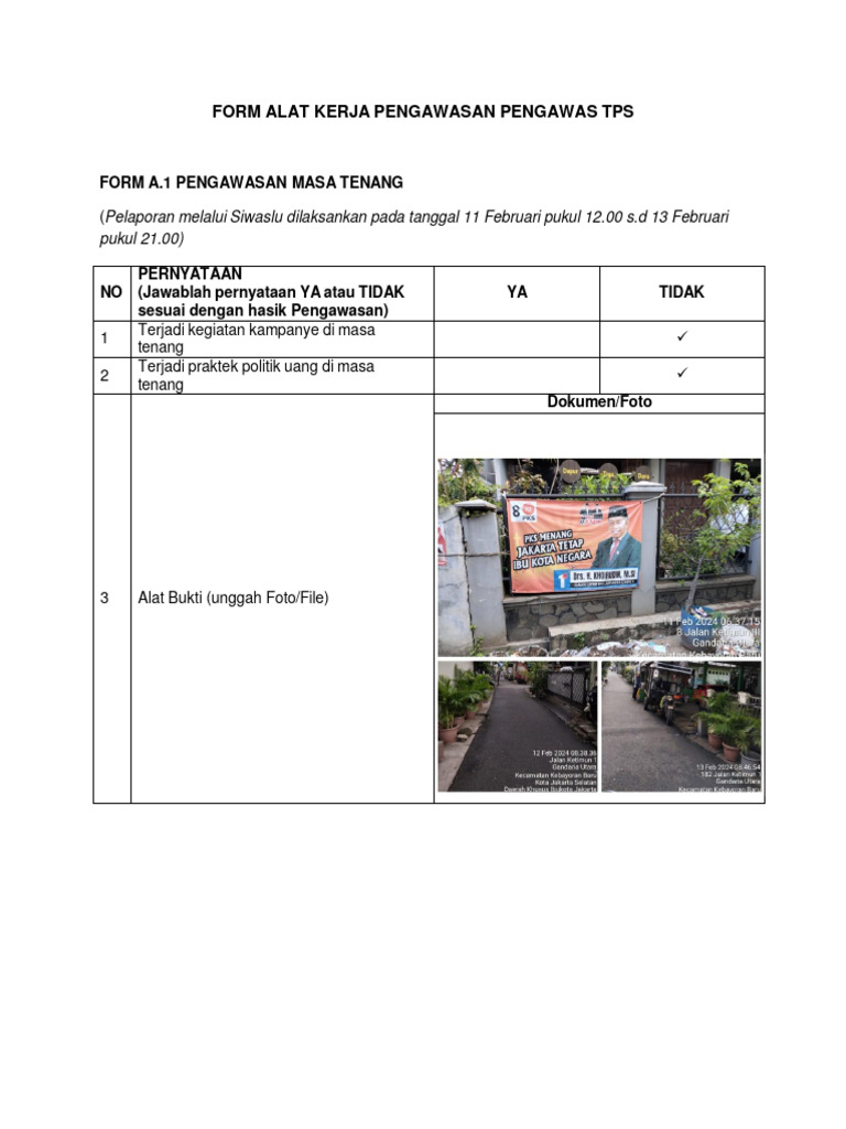 From Alat Kerja Pengawasan Tps | PDF
