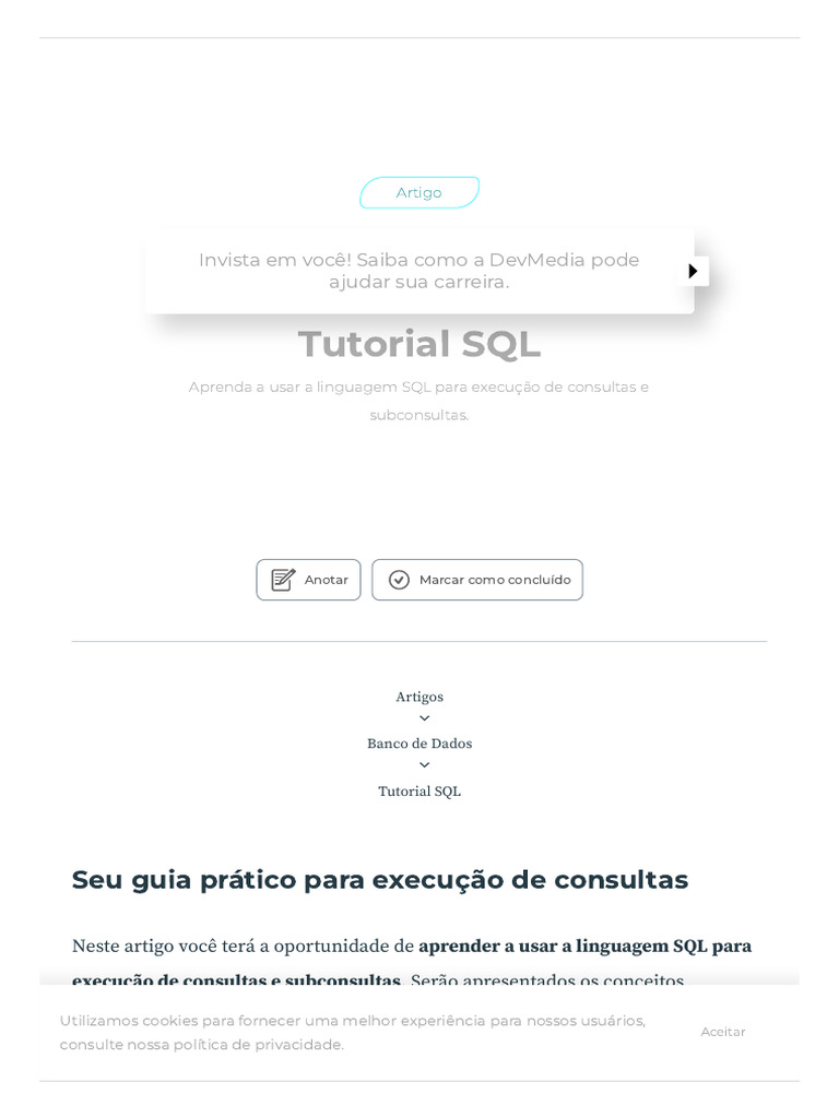 SQL Tutorial - Aprendendo A Usar A Linguagem SQL | PDF