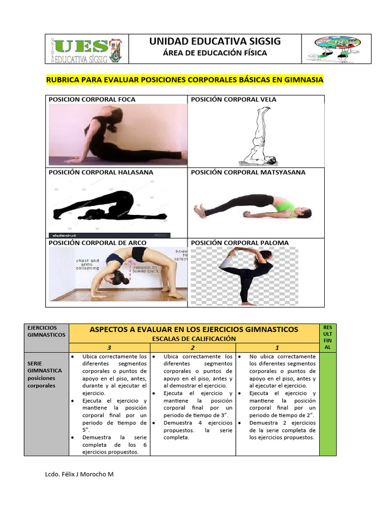 Rubrica Gimanasia - Ejercicios Basicos-Yoga | PDF