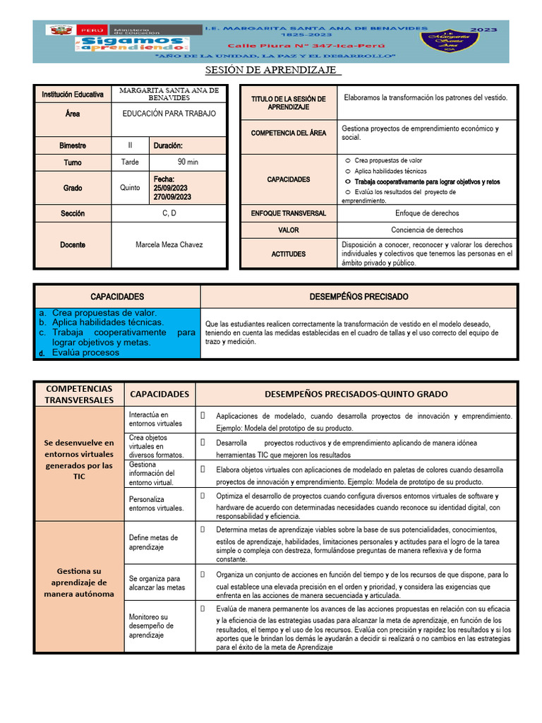Sesion de Aprendizaje - 03 Eda - 06 | PDF | Aprendizaje | Evaluación