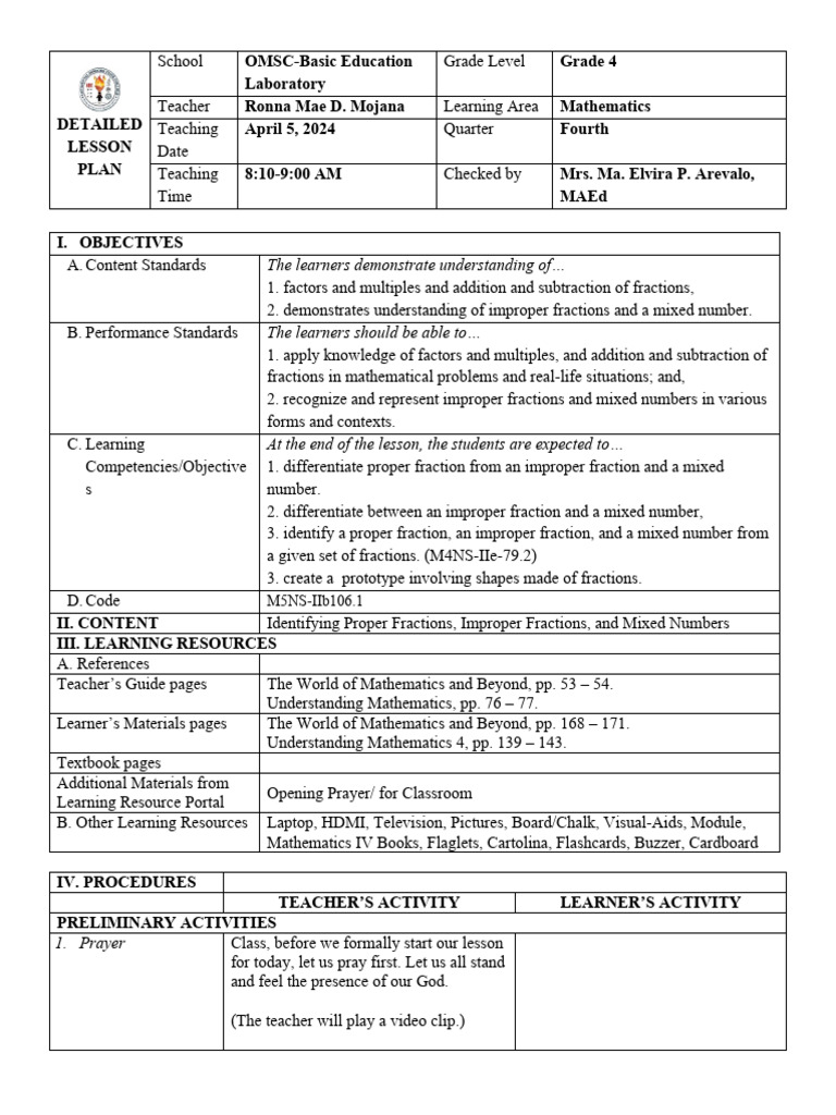 DLP in Math Ttleg | PDF | Learning | Teachers