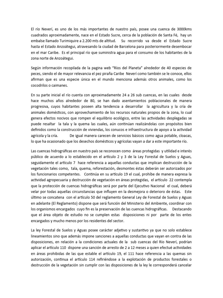 Analisis Sobre El Rio Neveri Barcelona Anzoategui | PDF | Ciencias de ...