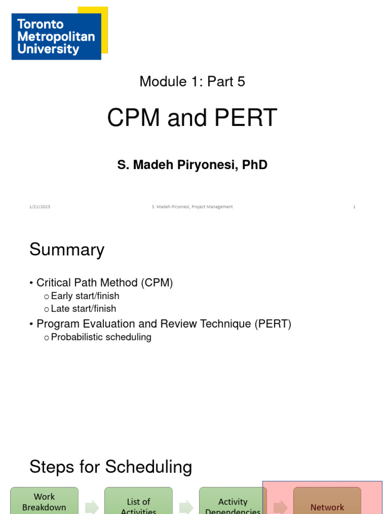 CVL742-Module 1, Part 5 - CPM and PERT | PDF | Probability Theory | Statistical Theory