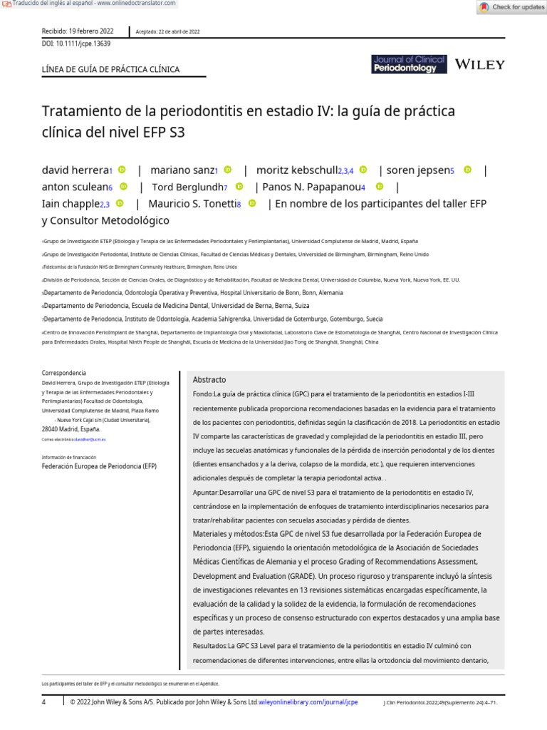 J Clinic Periodontology - 2022 - Herrera - Treatment of Stage IV ...