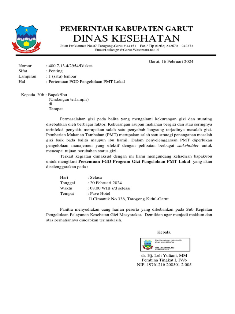 Surat FGD PMT Rev - Sign | PDF