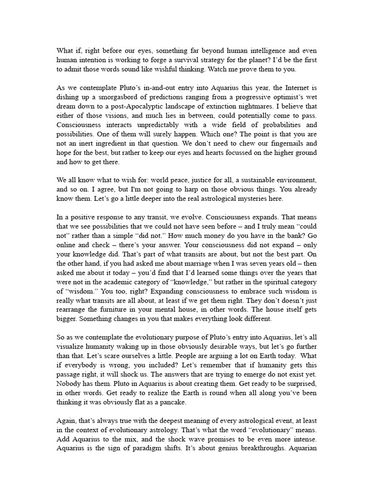 Pluto in Aquarius My Deepest Understanding of It | PDF | Capitalism | Gaia Hypothesis