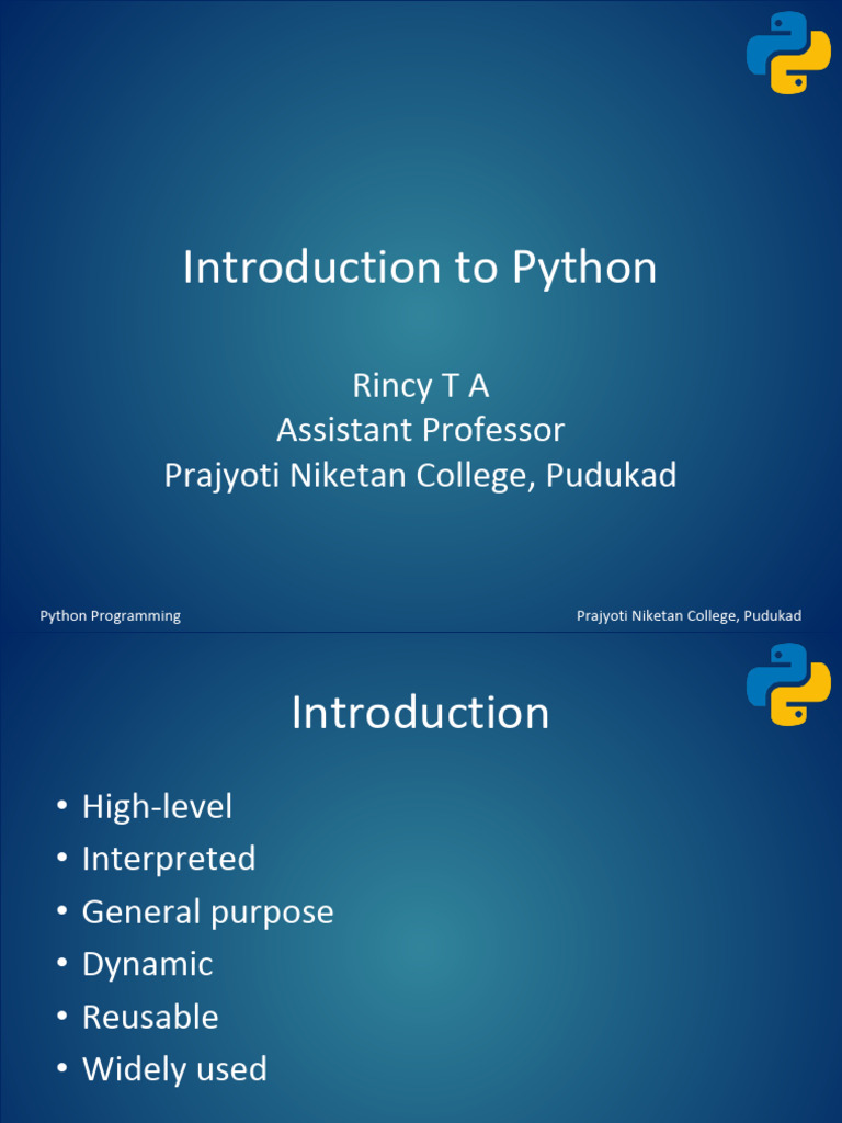 Introduction To Python | PDF