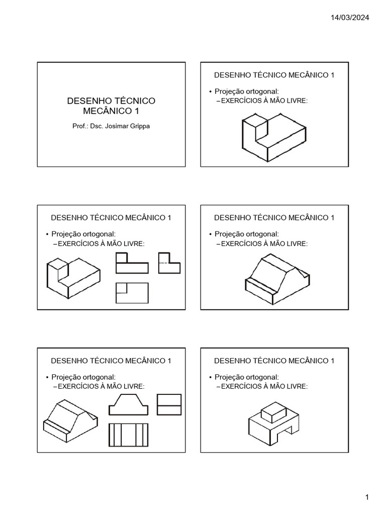 DESENHO TÃ CNICO MECÃ NICO 1 - 03 Ex. Mã o Livre Apres. 2024 | PDF