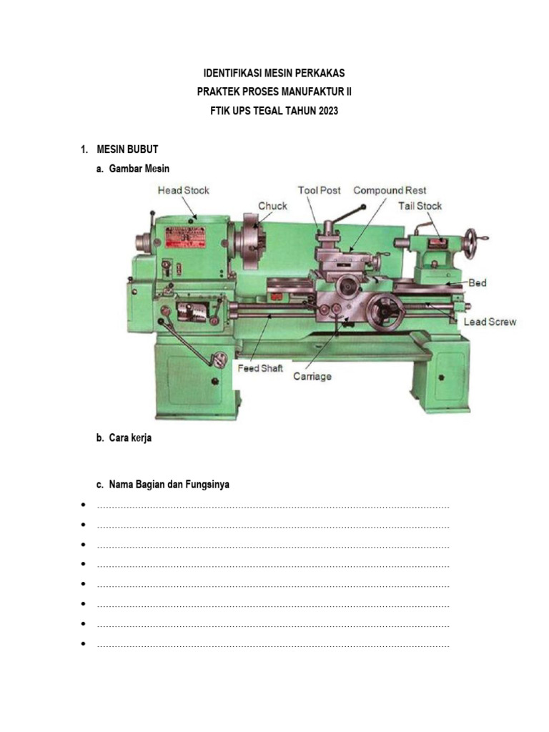 Identifikasi Mesin Perkakas | PDF