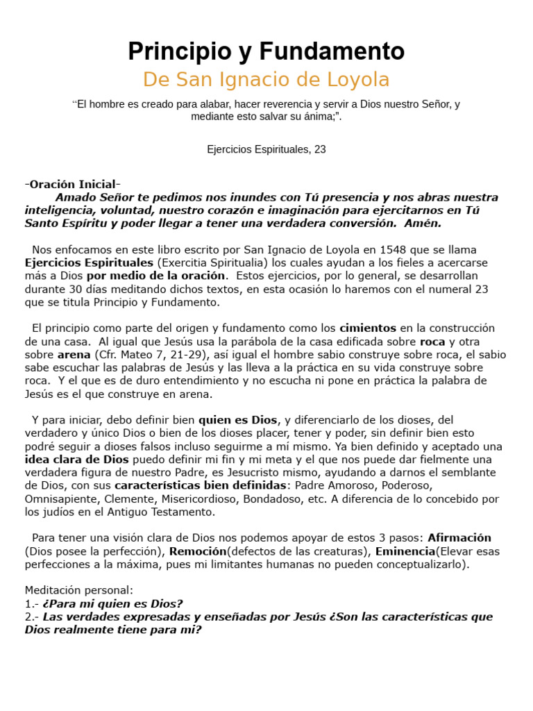 Principio - y - Fundamento - Ejericios - Espirituales - San - Ignacio - de - Loyola PNJS Final 2 ...