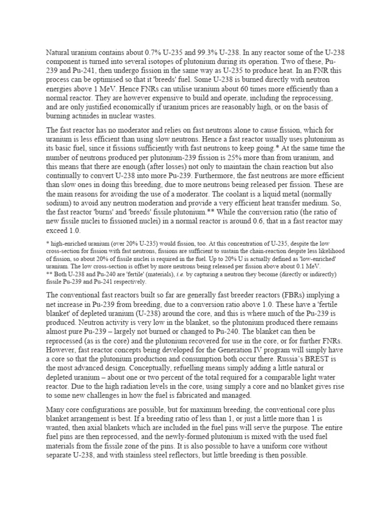 Fast Neutron Reactor Operation | PDF | Nuclear Reactor | Nuclear Fission