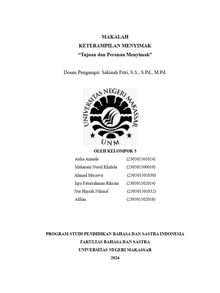 Keterampilan Menyimak KLP 3-1 | PDF