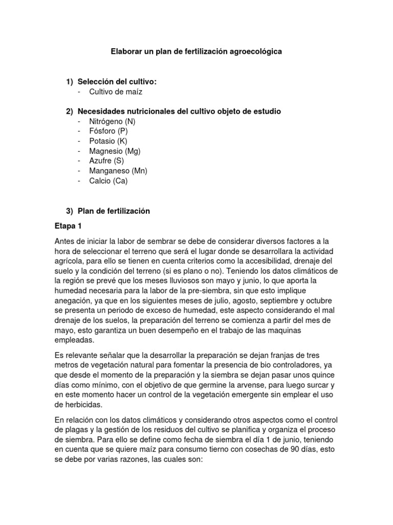Elaborar Un Plan de Fertilización Agroecológica | PDF