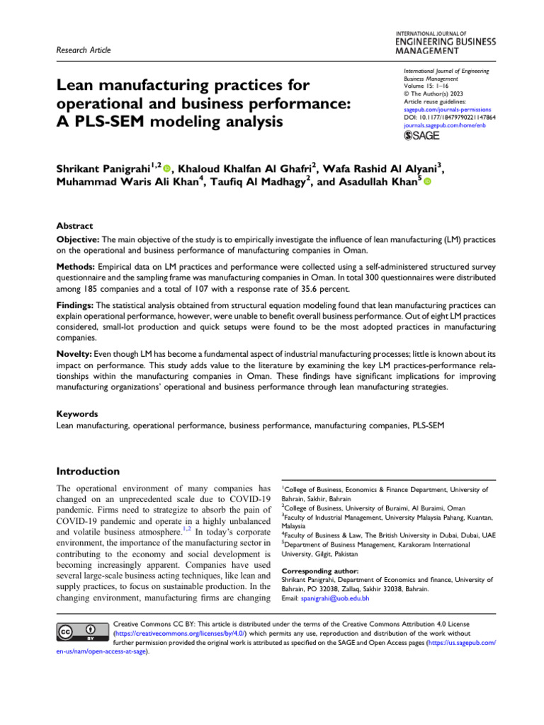 Lean Manufacturing Practices For Operational and B | PDF