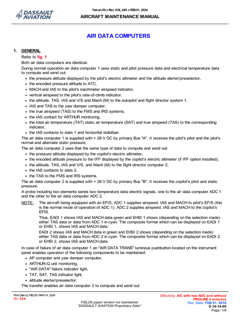 D 34-14-00-Air Data Computers 02 | PDF | Airspeed | Aviation