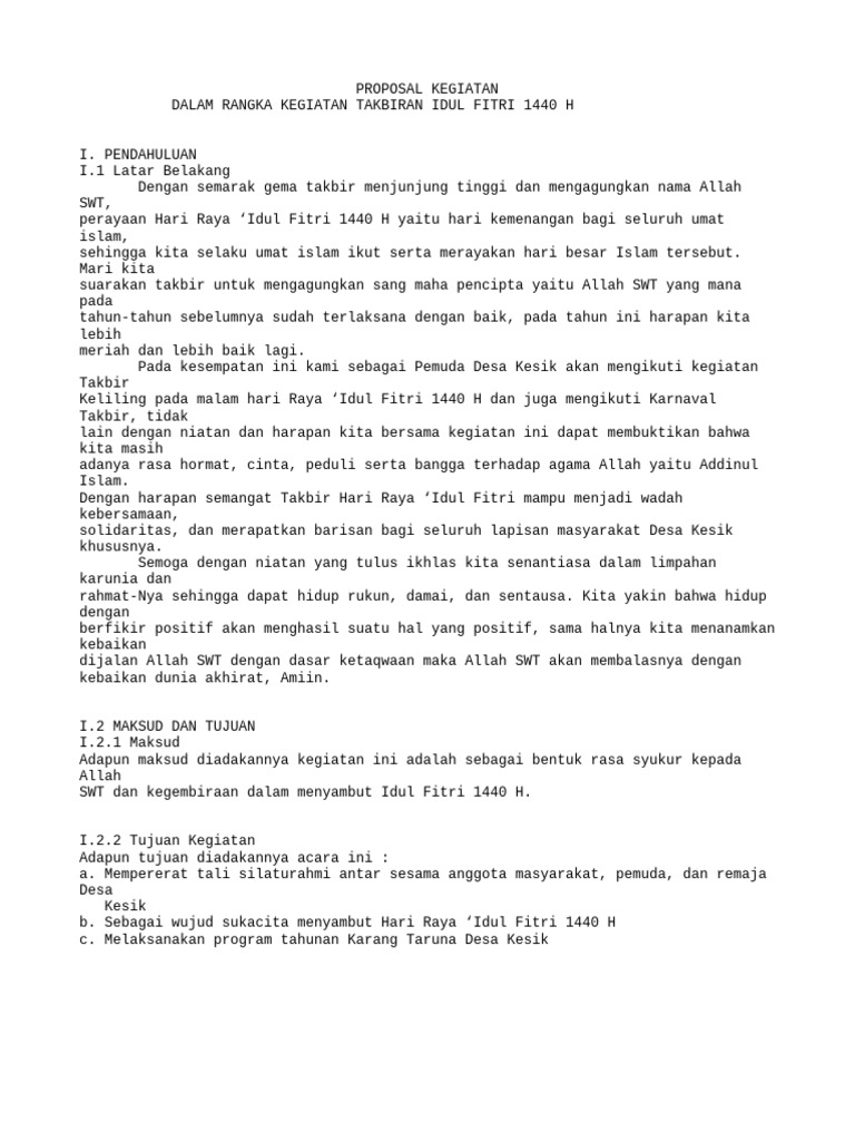 Proposal Malam Idul Fitri Kesik | PDF