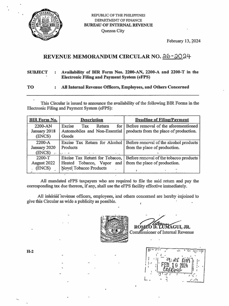 RMC No. 26-2024 | PDF
