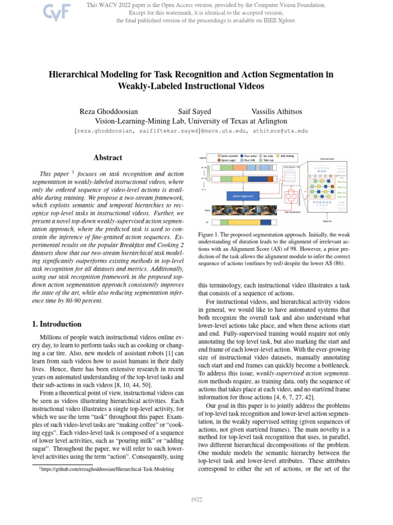 Ghoddoosian Hierarchical Modeling For Task Recognition and Action ... Ghoddoosian Hierarchical Modeling For Task Recognition and Action ...