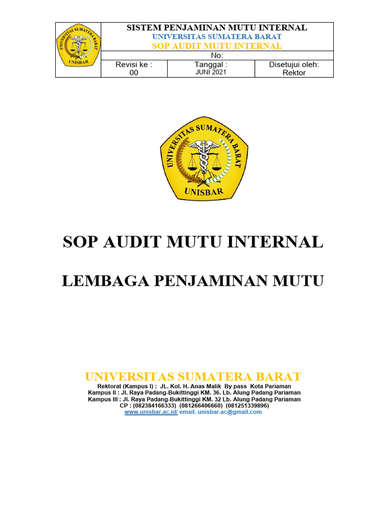 Sop Audit Mutu Internal | PDF