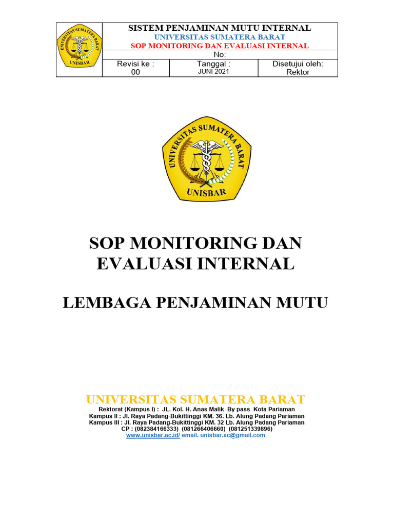 Sop Monitoring Dan Evaluasi Internal | PDF