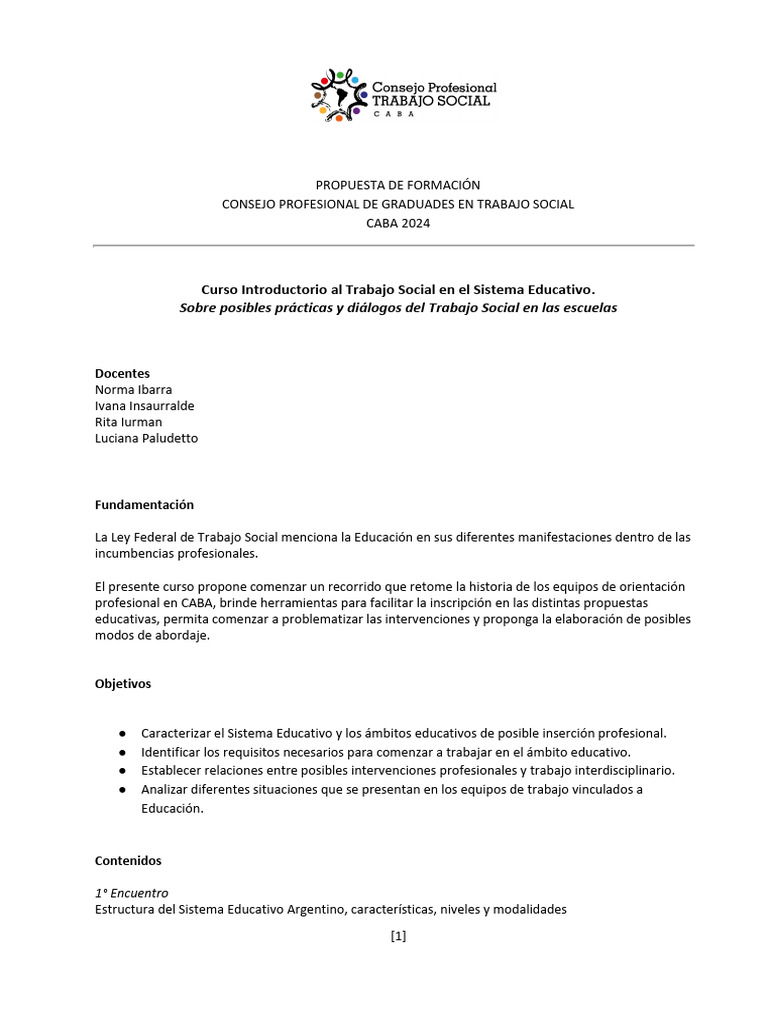 Programa Sistema Educativo 2024 | PDF | Trabajo Social