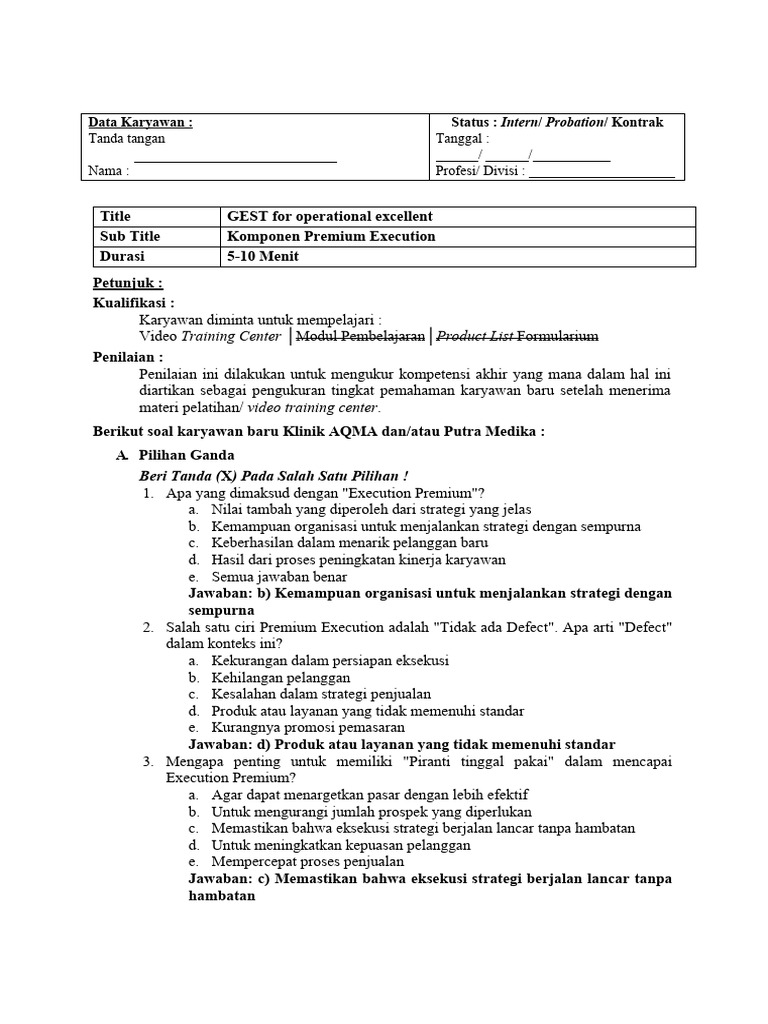 D03. Komponen Premium Execution | PDF