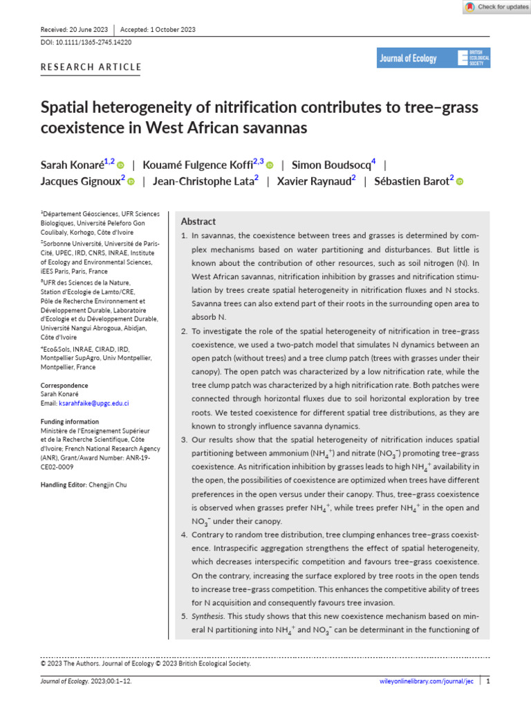Journal of Ecology - 2023 - Spatial Heterogeneity of Nitrification ...