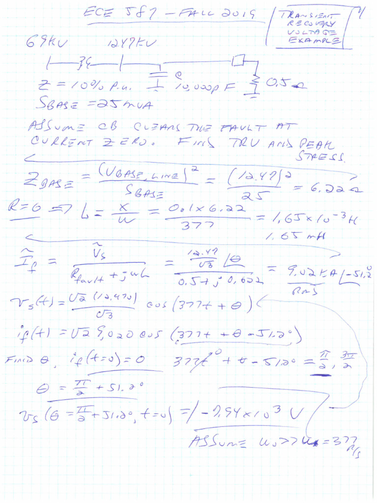 Lecture 4b - Worked Example - Transient Recovery Voltage | PDF Lecture 4b - Worked Example - Transient Recovery Voltage | PDF