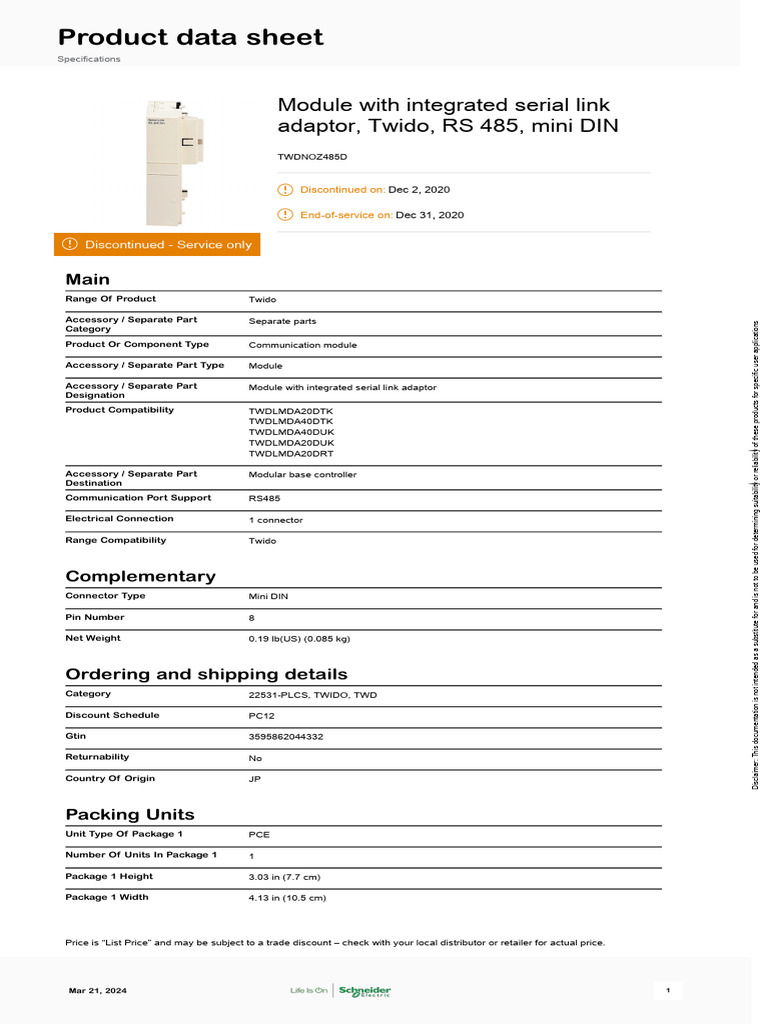 Schneider Electric - Twido-Programmable-Controller - TWDNOZ485D | PDF | Computer Engineering ...