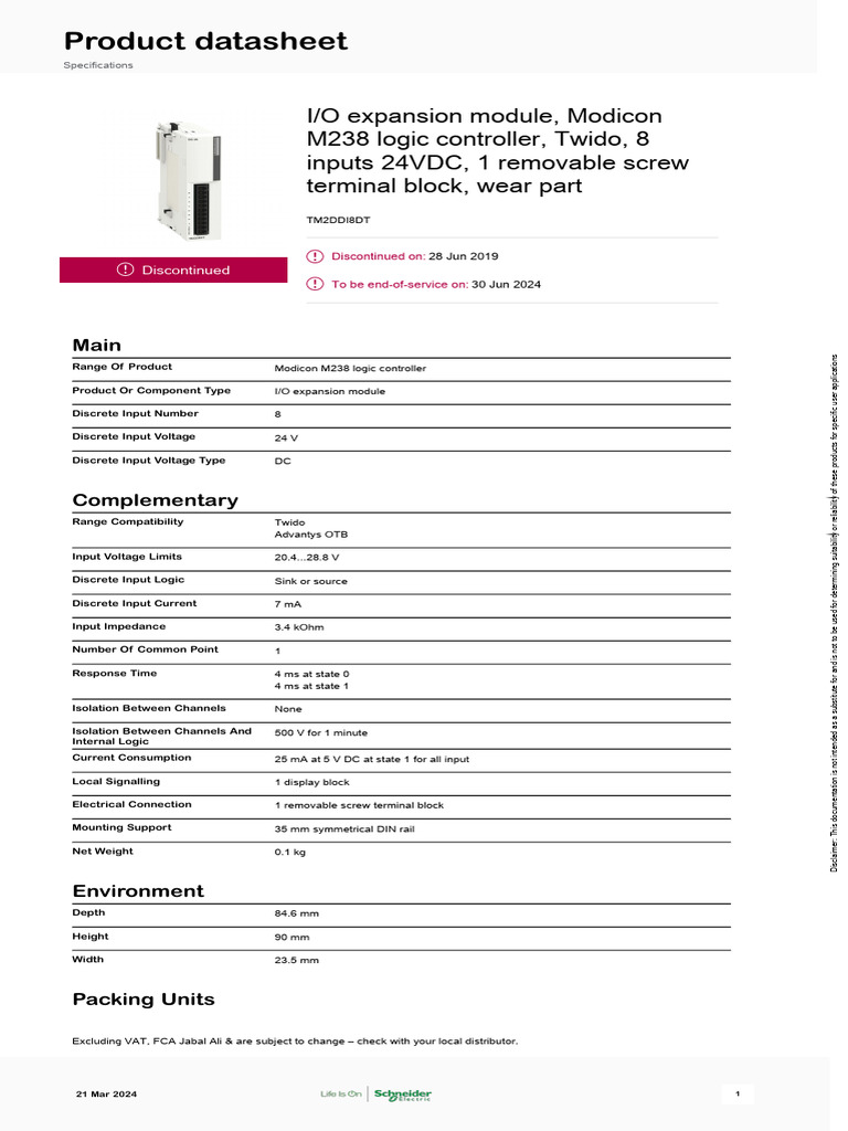 Schneider Electric - Programmable-Controller-Twido - TM2DDI8DT | PDF | Sustainability | Computer ...
