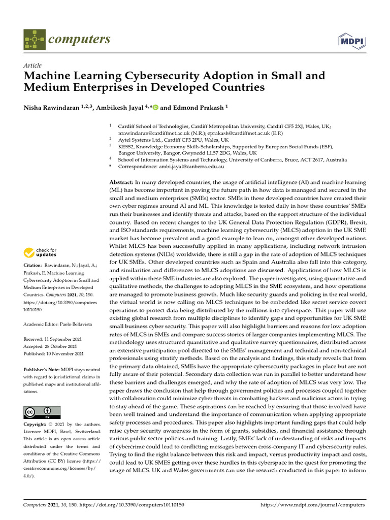 Machine Learning Cybersecurity | PDF | Machine Learning | Computer Security