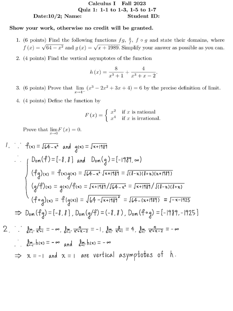 112ä Quiz 1 Solution | PDF