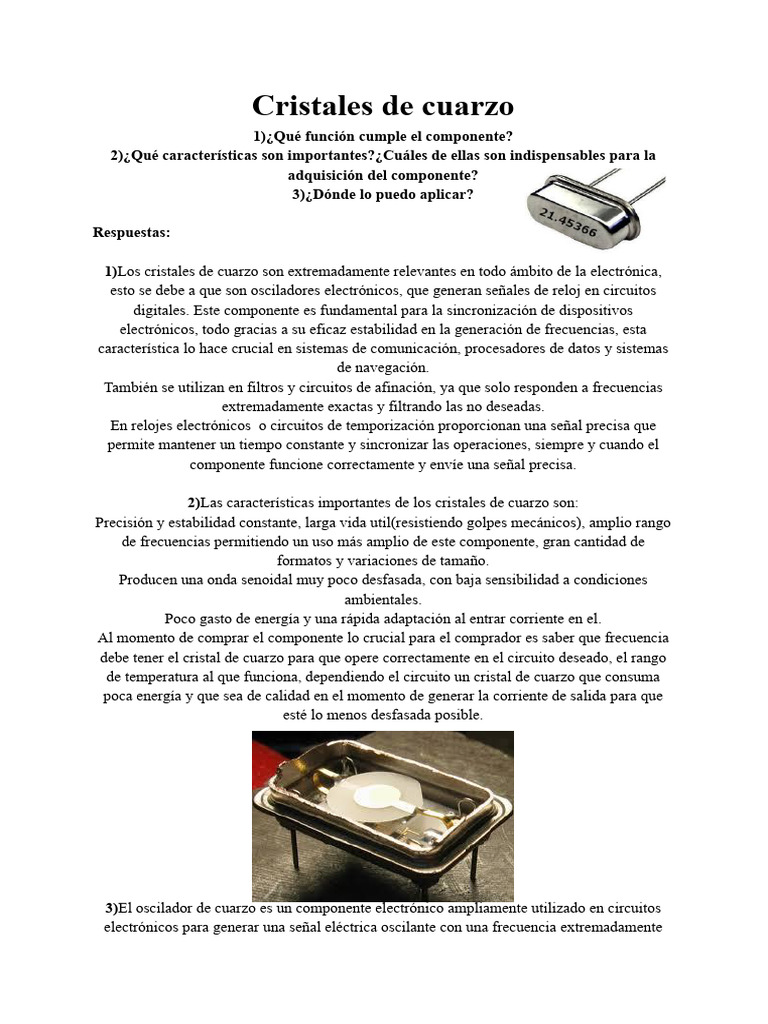 Cristales de Cuarzo | PDF | Electrónica | Sistema de Posicionamiento Global