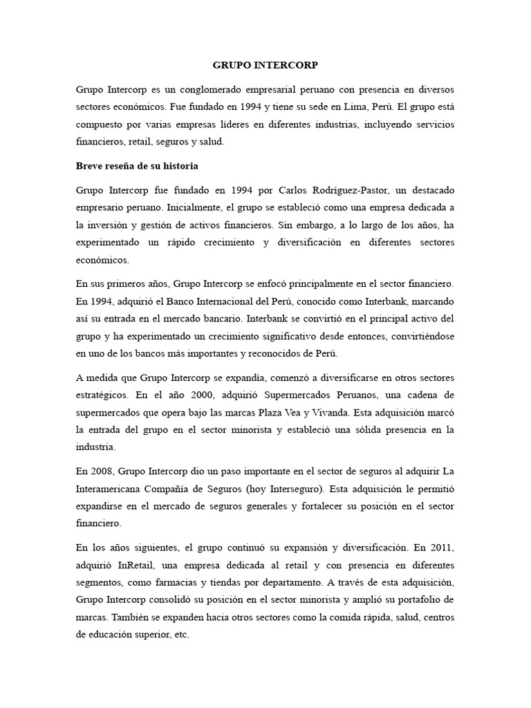 Grupo Intercorp | PDF | Economias | Business