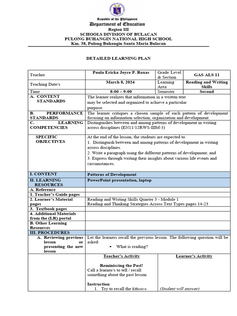Patterns of Paragraph Development | PDF