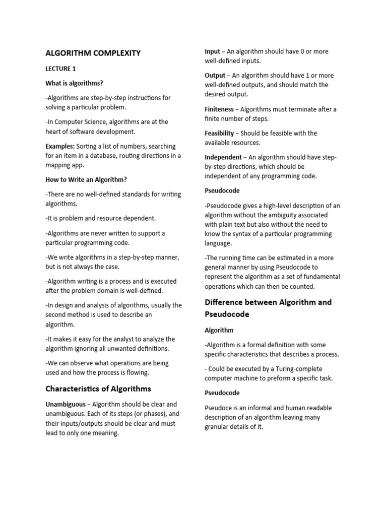 Algorithm Complexity Reviewer Pdf Algorithms Time Complexity 5204