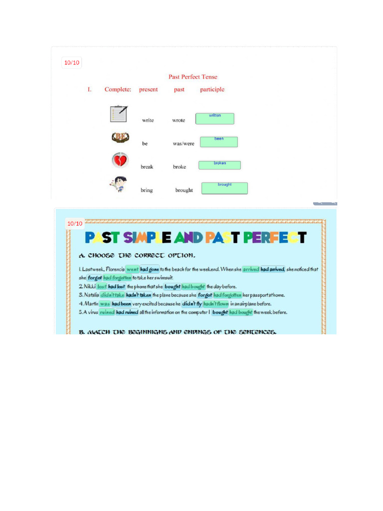 Past Perfect Activities | PDF