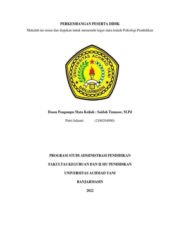 Perkembangan Peserta Didik | PDF | Karier & Perkembangan | Pengembangan Diri