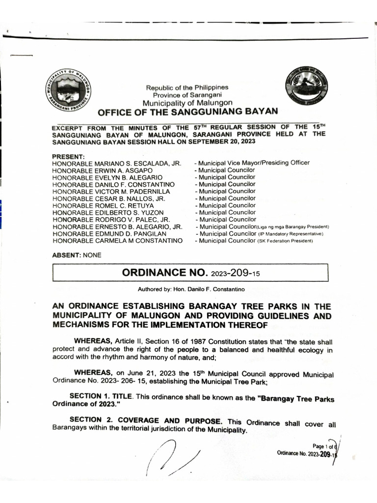 Barangay-Tree-Parks-Ordinance | PDF