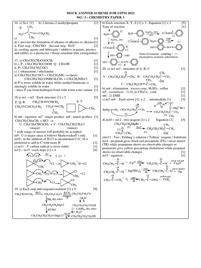 STPM 2022 Sem 3 Mock Ans | PDF | Polyester | Physical Chemistry