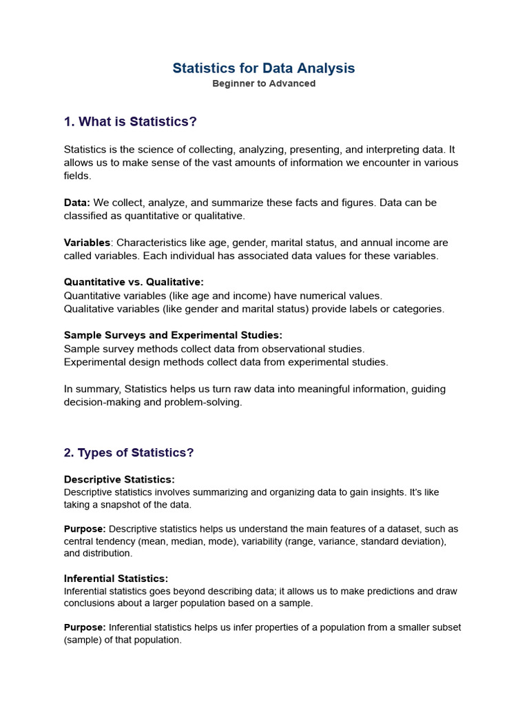 Statistics For Data Analysis | PDF | Statistics | Hypothesis