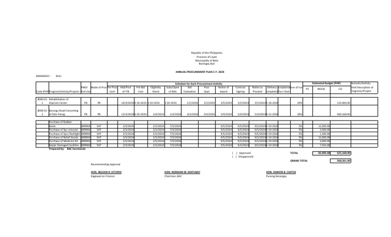 Annual Procurement Plan | PDF