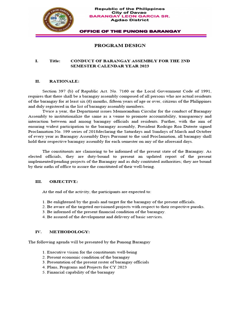 2nd Semester Brgy Assembly 23 | PDF | Politics | Science & Mathematics