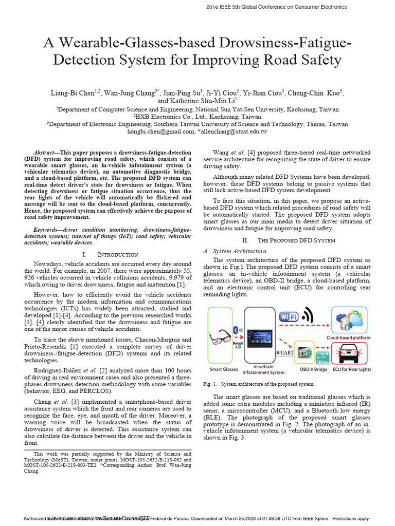 A Wearable Glasses Based Drowsiness Fatigue Detection System For Improving Road Safety Pdf