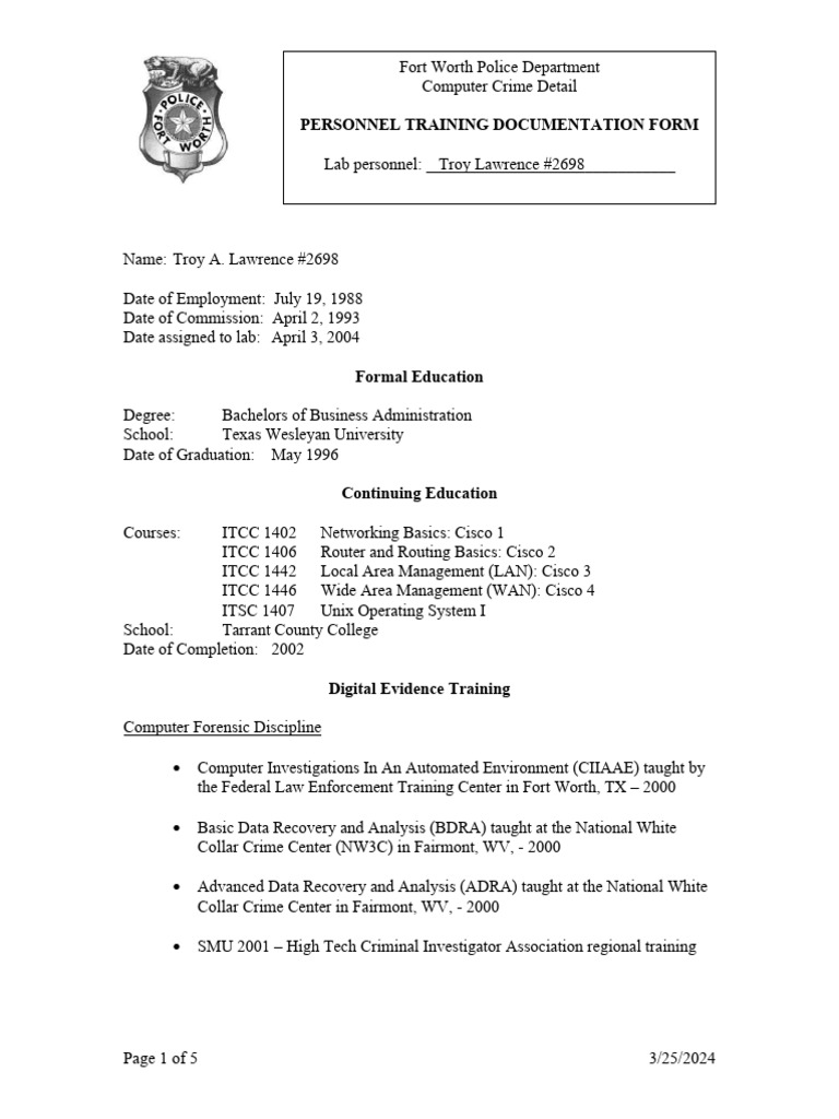 Personnel Training Records Form | Download Free PDF | Computer ...
