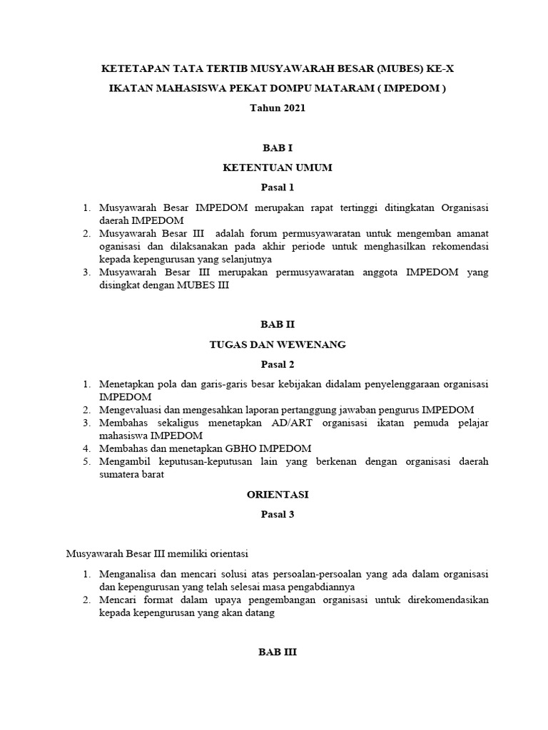 Ketetapan Tata Tertib Musyawarah Besar | PDF