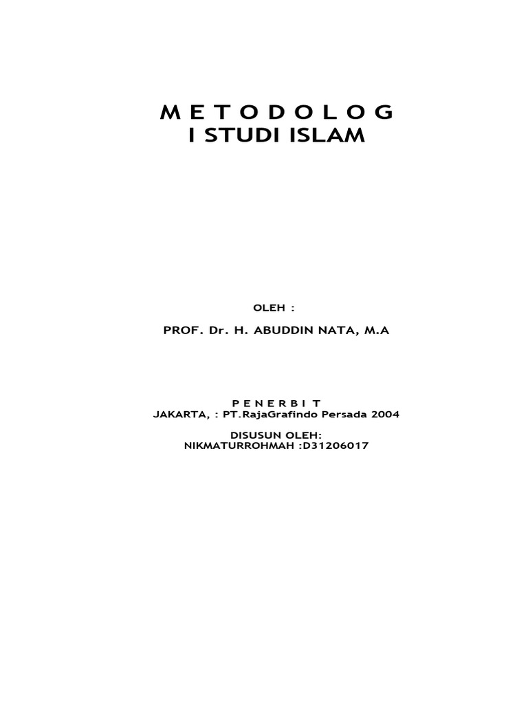 Metodologi Studi Islam 01 Buku Abuddin Nata | PDF | Politik | Ilmu Sosial